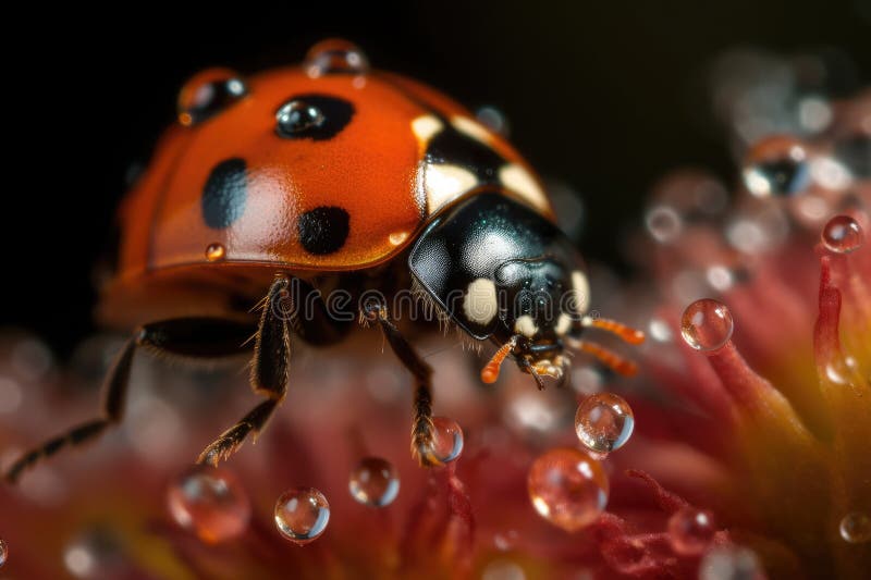 Ladybug, Macro Photography, Close Up Shallow Focus. Generative AI Stock ...