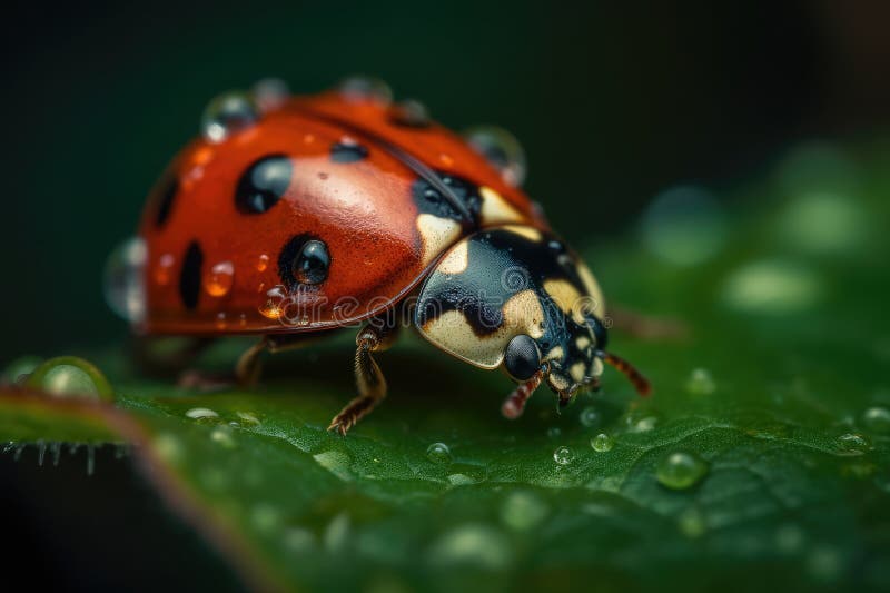 Ladybug, Macro Photography, Close Up Shallow Focus. Generative AI Stock ...