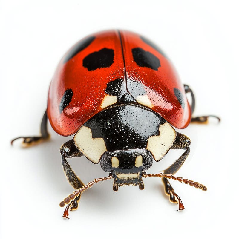 Ladybug Makes Its Way Across a Smooth White Surface, Highlighting Its ...
