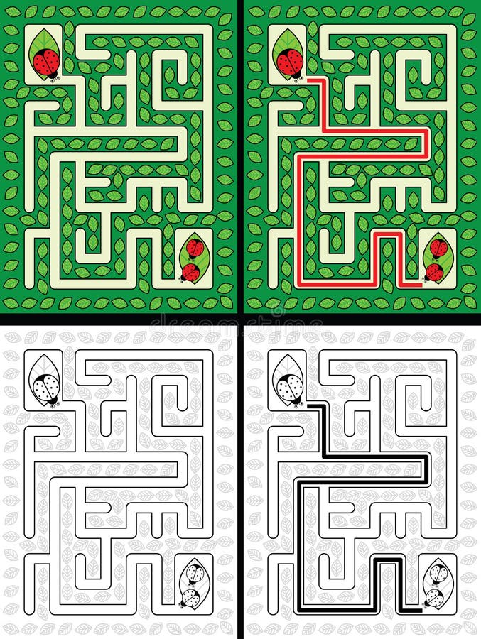 Ladybug maze stock vector. Illustration of ladybird - 139459418
