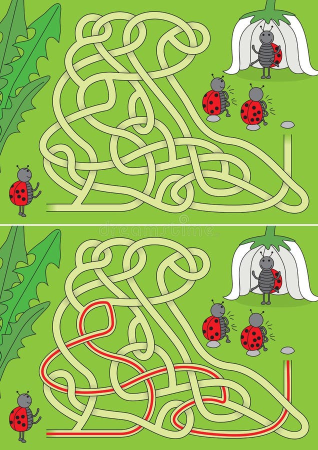 Ladybug maze stock vector. Illustration of game, cartoon - 157552164