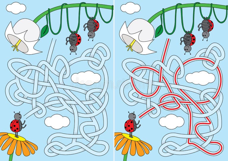 Ladybug maze stock vector. Illustration of game, puzzle - 219190799