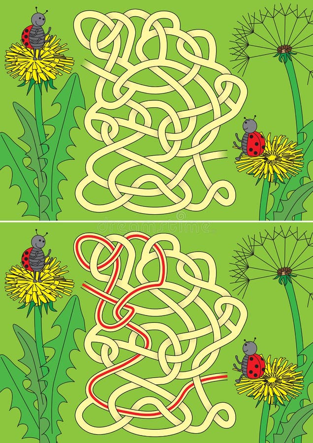 Ladybug maze stock vector. Illustration of easy, labyrinth - 219190943