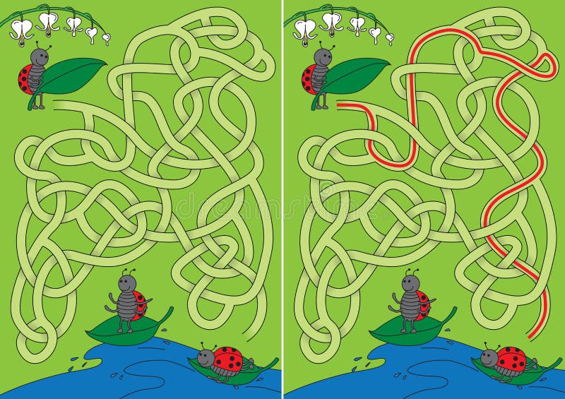 Ladybug maze stock vector. Illustration of puzzle, ladybird - 243090690