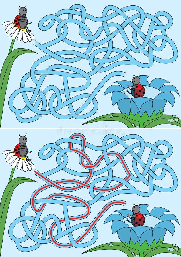 Ladybug maze stock vector. Illustration of puzzle, ladybird - 243090690