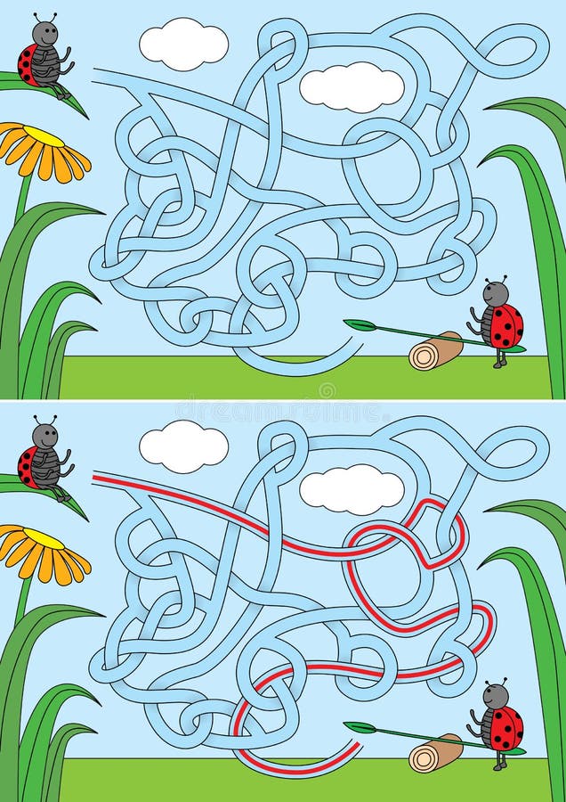 Ladybug maze stock vector. Illustration of ladybird - 220468404