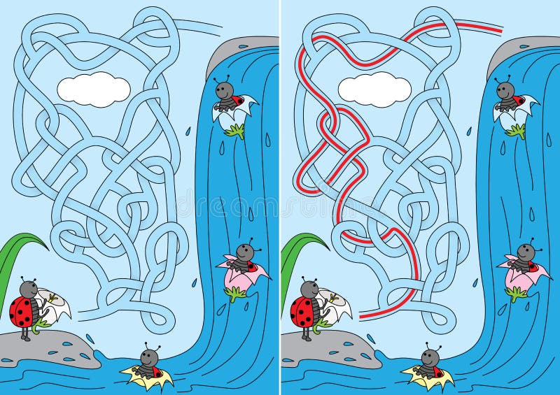 Ladybug maze stock vector. Illustration of solution - 139459290