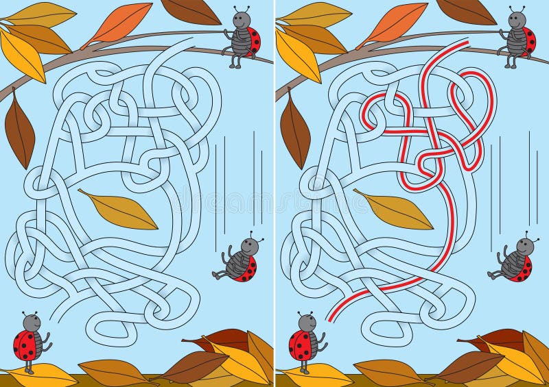 Ladybug maze stock vector. Illustration of easy, ladybug - 309606139