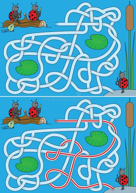Ladybug maze stock vector. Illustration of maze, ladybird - 141447480