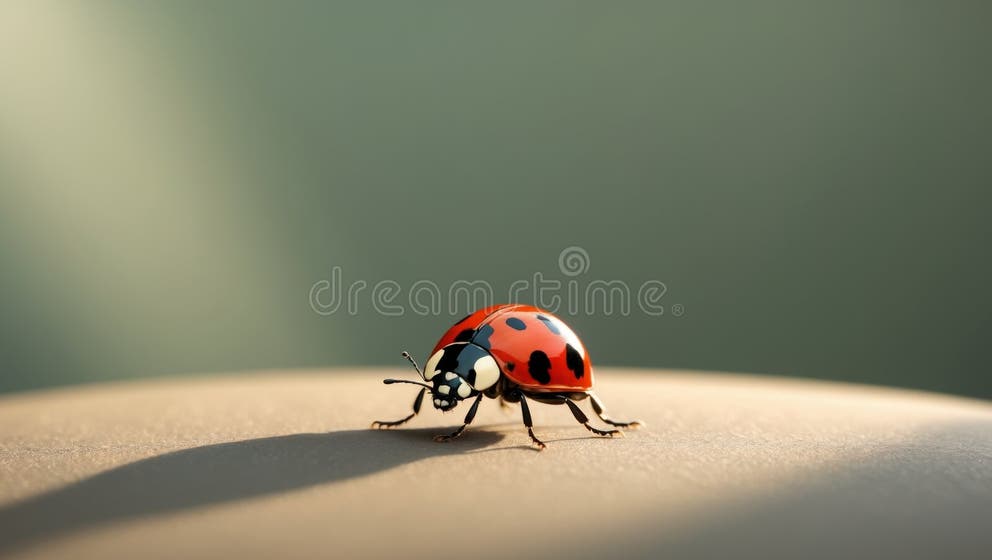 Ladybug Observed from Above with Its Shadow Cast on a Flat Surface ...