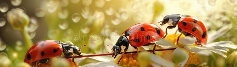 A Ladybug Orchestra Playing Tiny Instruments on a Flower Petal Stage ...