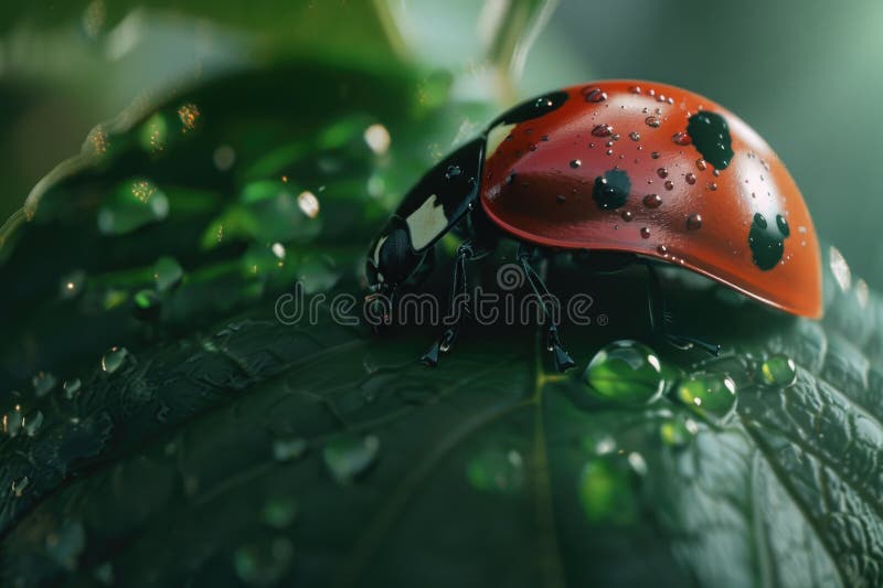 Ladybug Perched Vibrant Green Leaf Suitable Nature Themes Stock Photos - Free & Royalty-Free ...