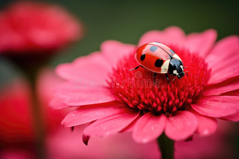 Ladybug on Pink Flower. Ladybug on a Red Flower, a Ladybug Sitting on a ...