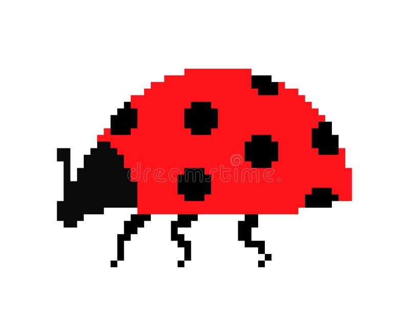 Ladybug Pixel Art. 8 Bit Red Small Bug Stock Vector - Illustration of ...