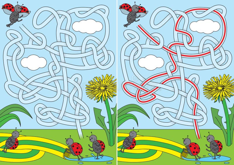 Ladybug maze stock vector. Illustration of insect, playing - 309606182