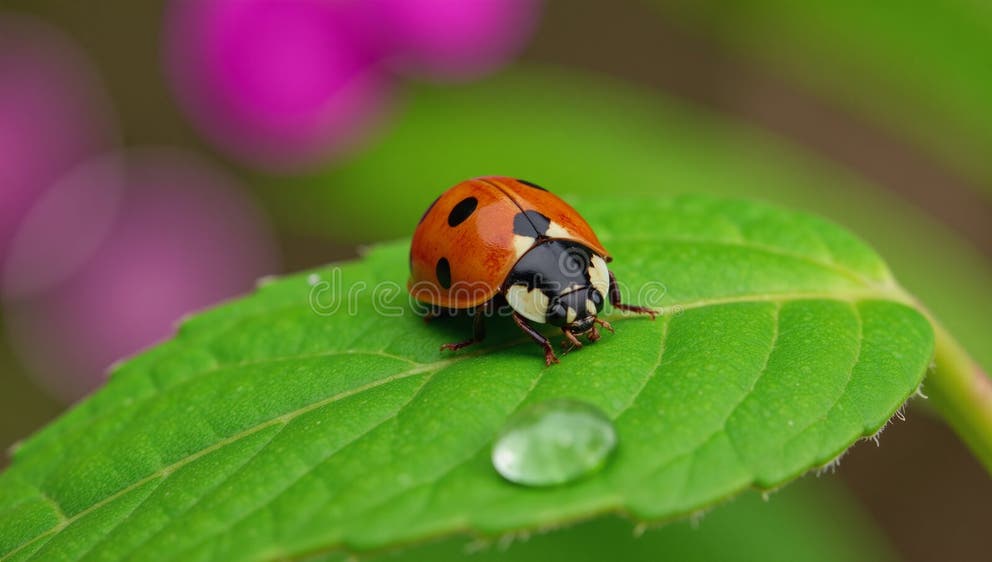 Ladybug Resting on Green Leaf Stock Illustration - Illustration of leaf ...