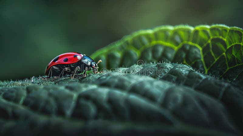 A Ladybug Resting on a Green Leaf in a Garden during the Afternoon ...