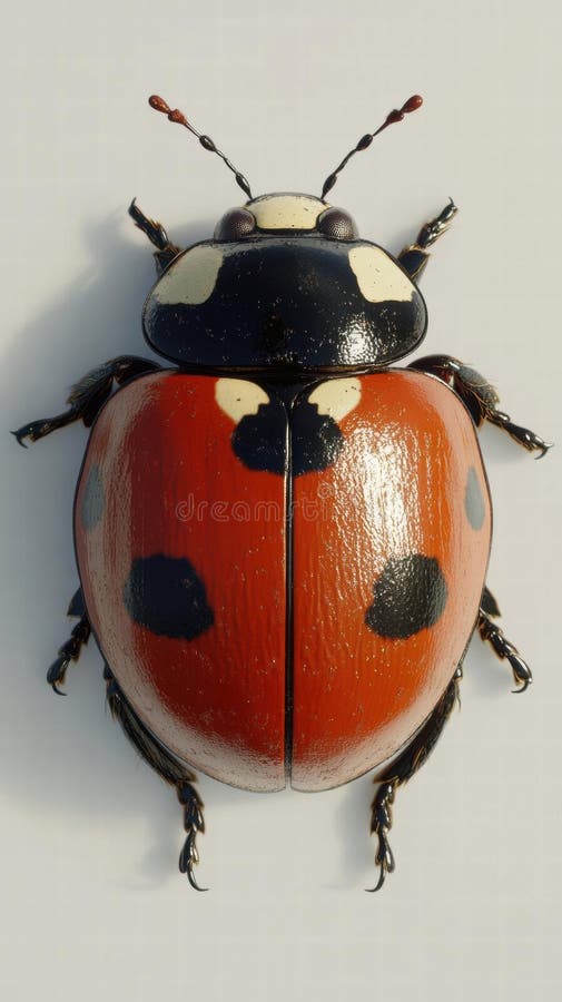 Ladybug Rests Peacefully on White Surface, Exploring Insect Anatomy and ...