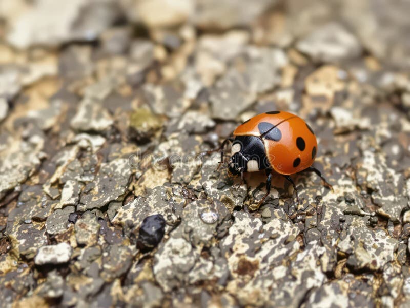 A ladybug is on a rock stock image. Image of green, lady - 376690011