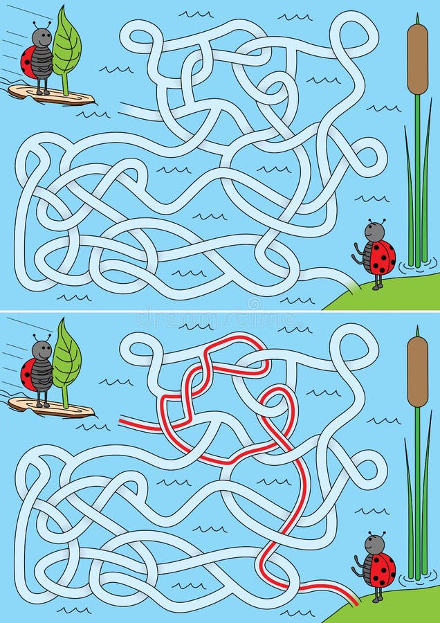 Ladybug maze stock vector. Illustration of ladybug, solution - 147214302