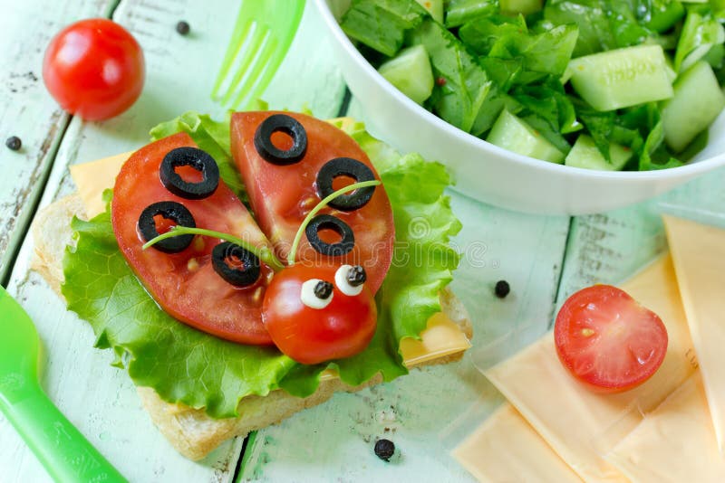 Ladybug sandwich stock photo. Image of cucumber, breakfast - 95032446