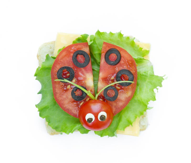 Ladybug Sandwich Healthy Snack For Kids Stock Image - Image of baby ...