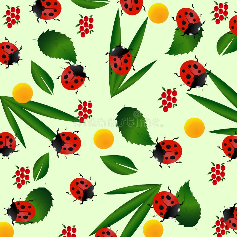 Ladybug seamless pattern stock vector. Illustration of drawing - 20868993