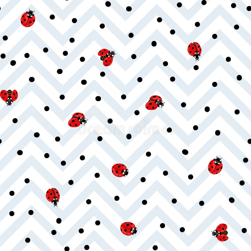 Ladybug Dots Seamless Pattern, Ladybird Bug Polka Dot Print For Textile ...