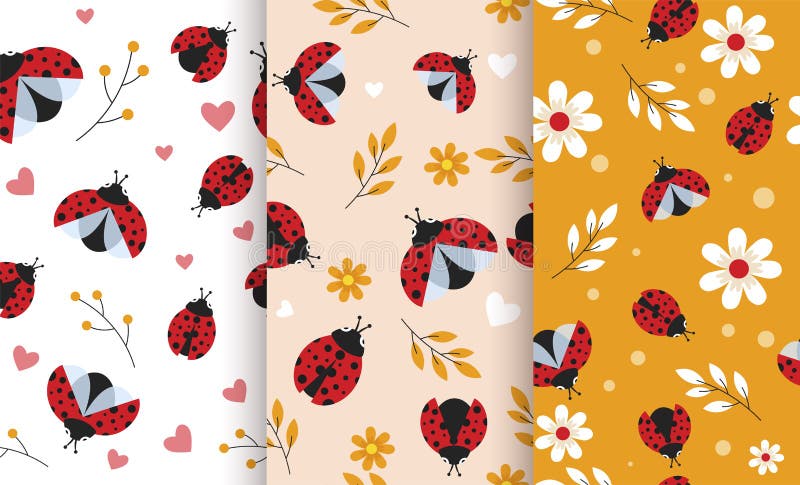 Ladybug seamless patterns stock vector. Illustration of small - 246206085
