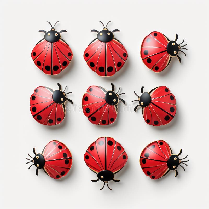 Ladybug Shaped Stickers on White Background - AI Generated Stock ...