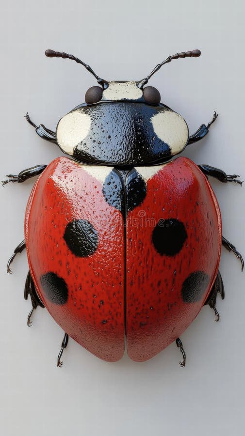 Ladybug Shows Its Red and Black Spots with Detailed Shell Texture ...