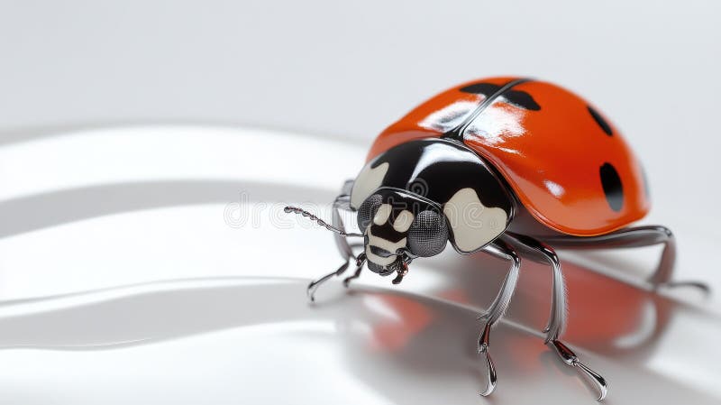 A Ladybug Sits on a Clean White Surface, Ready for Inspection Stock ...