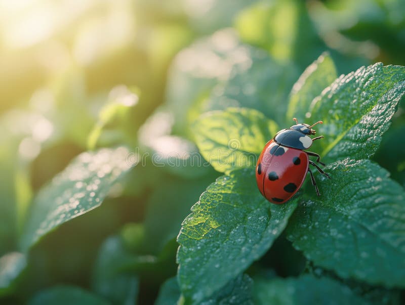 Ladybug on Leaf stock photo. Image of wildlife, green - 375743050
