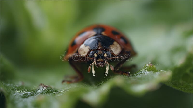 Focused Capture of Ladybug with Detailed Features Stock Illustration ...