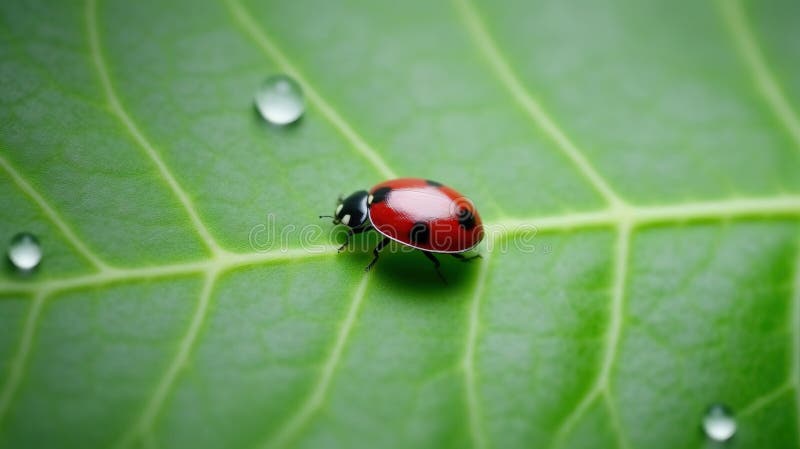 A Ladybug Sitting on Top of a Green Leaf Stock Illustration ...
