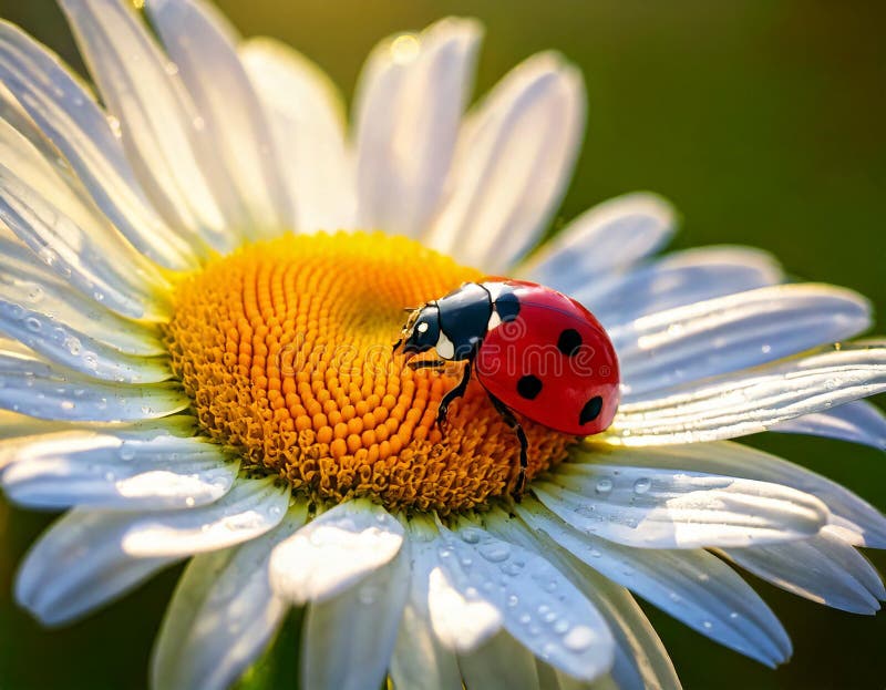 A Ladybug is Sitting on a White Flower Stock Image - Image of petal ...
