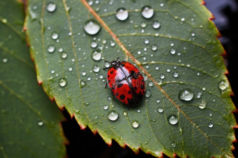 A Ladybug Snuggled Under a Leaf during Winter Stock Photo - Image of ...