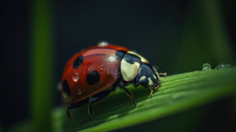 Ladybug Standing on the Grass. Generative AI Stock Illustration ...