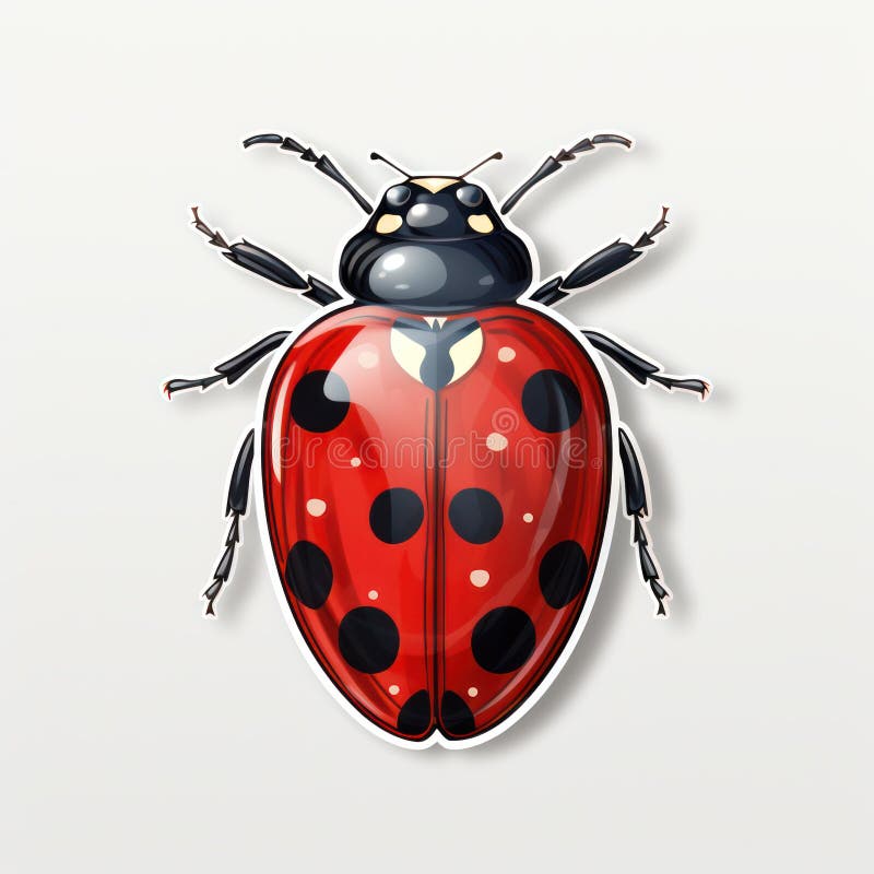 Ladybug Stickers on White Background - AI Generated Stock Illustration ...