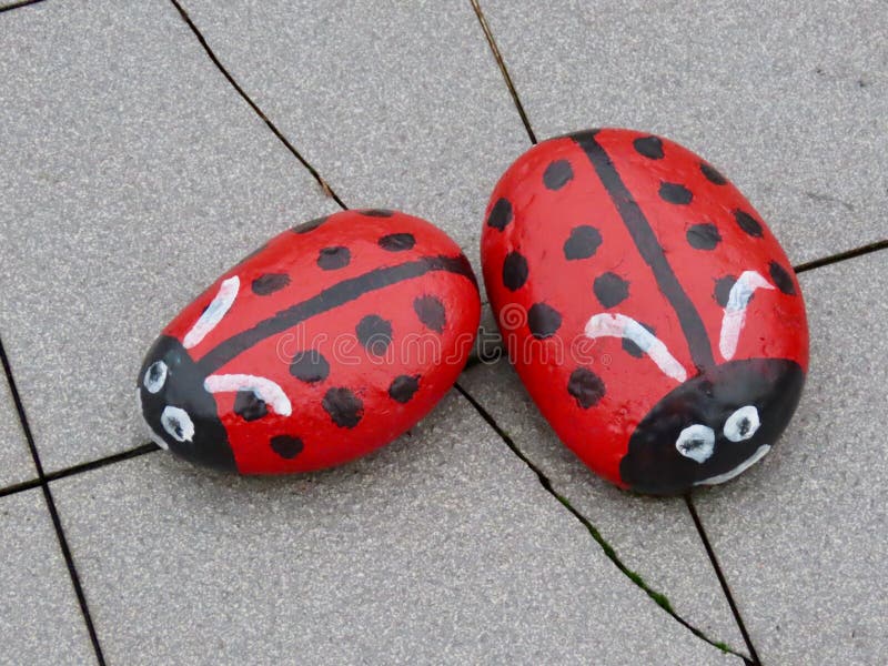 Lady Bug Painted Stones Stock Photos - Free & Royalty-Free Stock Photos ...