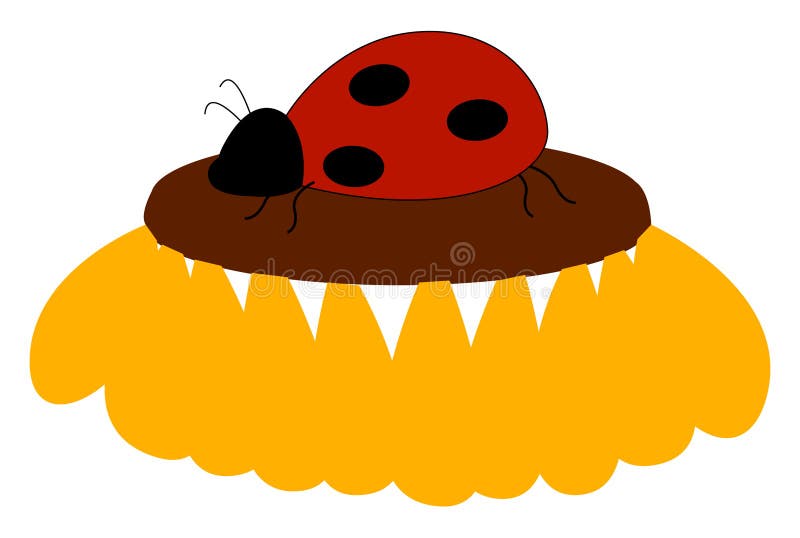 Sunflower With A Ladybug Facing The Sun Stock Vector - Illustration of ...
