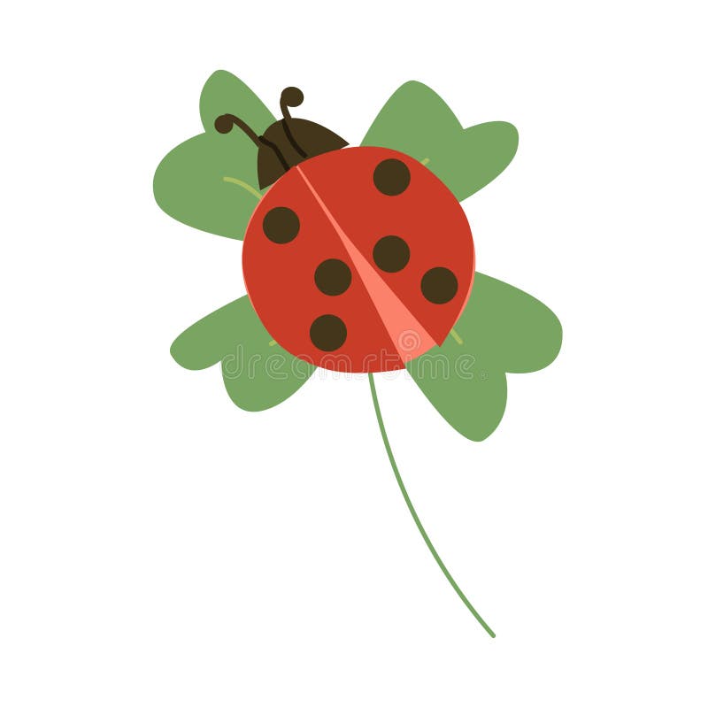 Ladybug, a Symbol of Good Luck on a Clover Leaf Stock Vector ...