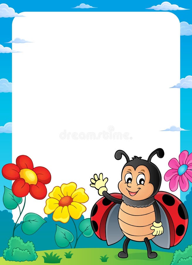 Ladybug theme frame 2 stock vector. Illustration of petal - 111108604