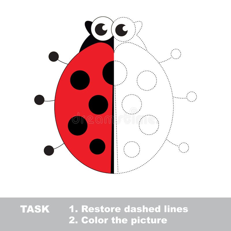 Ladybug To Be Colored. Vector Trace Game. Stock Vector - Illustration ...