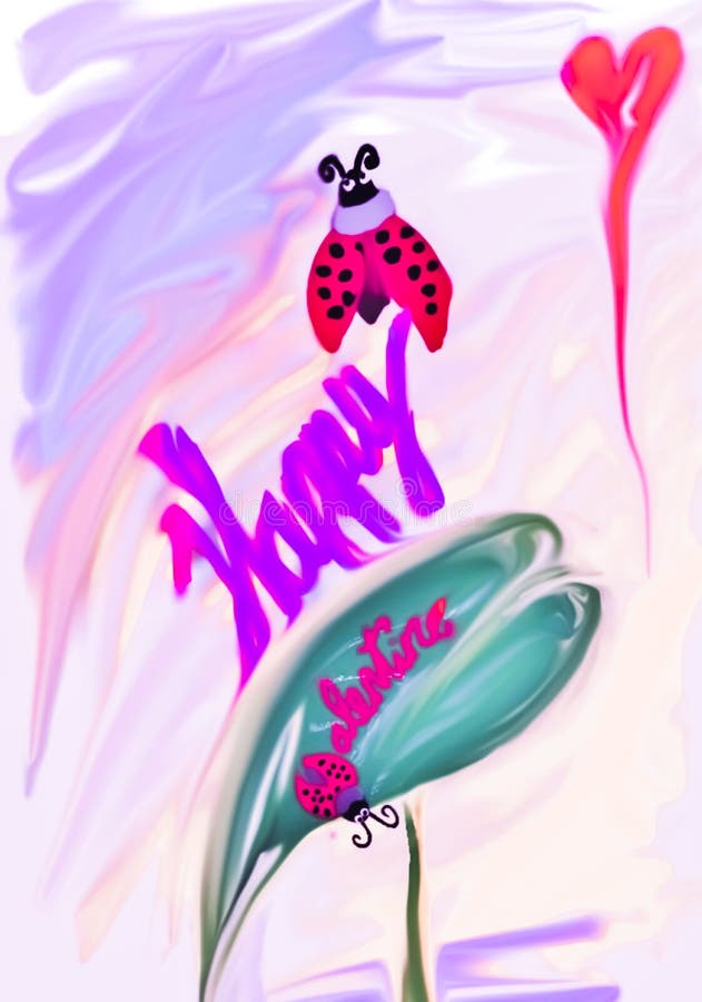 Ladybug valentine greeting stock illustration. Illustration of flower ...