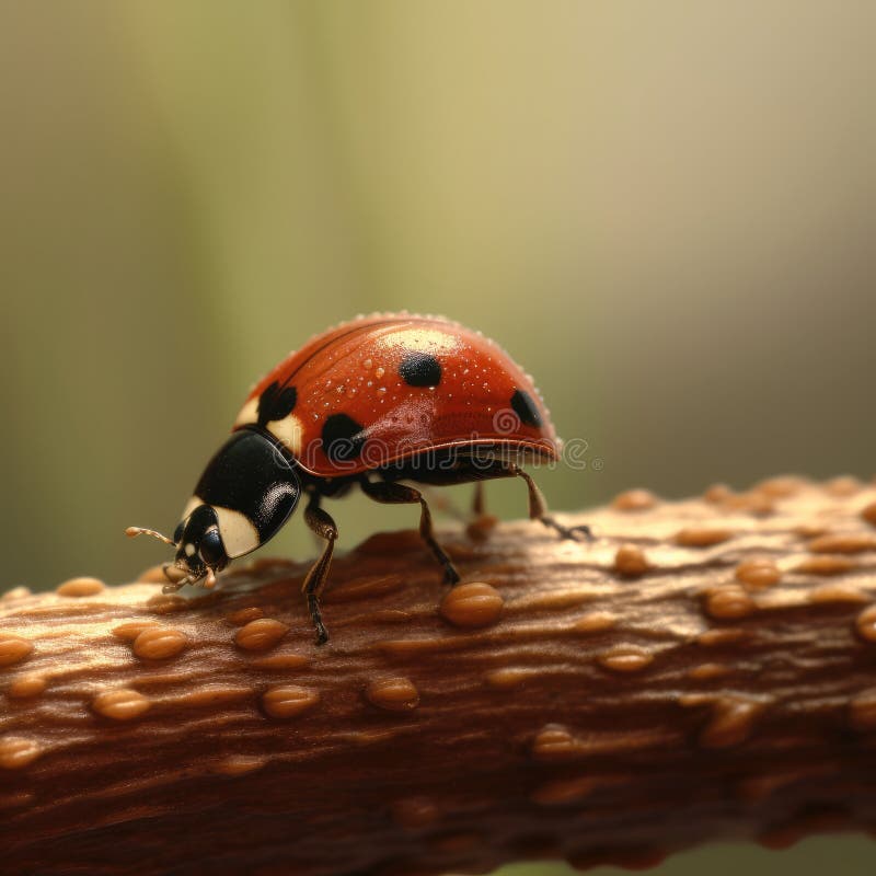 Ladybug Walking on Twig, Closeup of a Ladybug, Flora and Fauna Stock ...