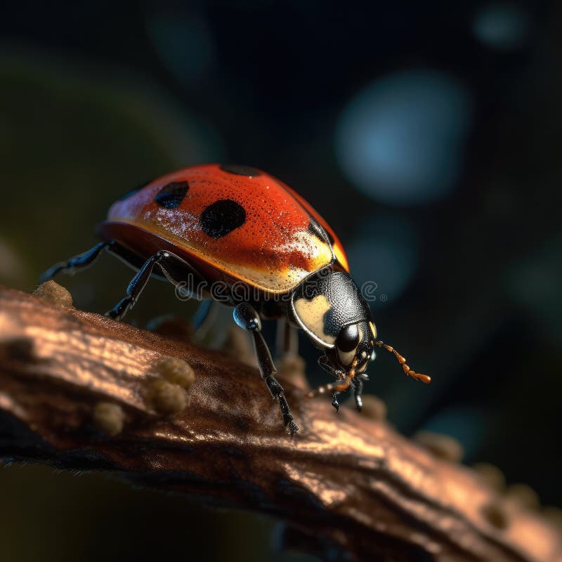 Ladybug Walking on Twig, Closeup of a Ladybug, Flora and Fauna Stock ...
