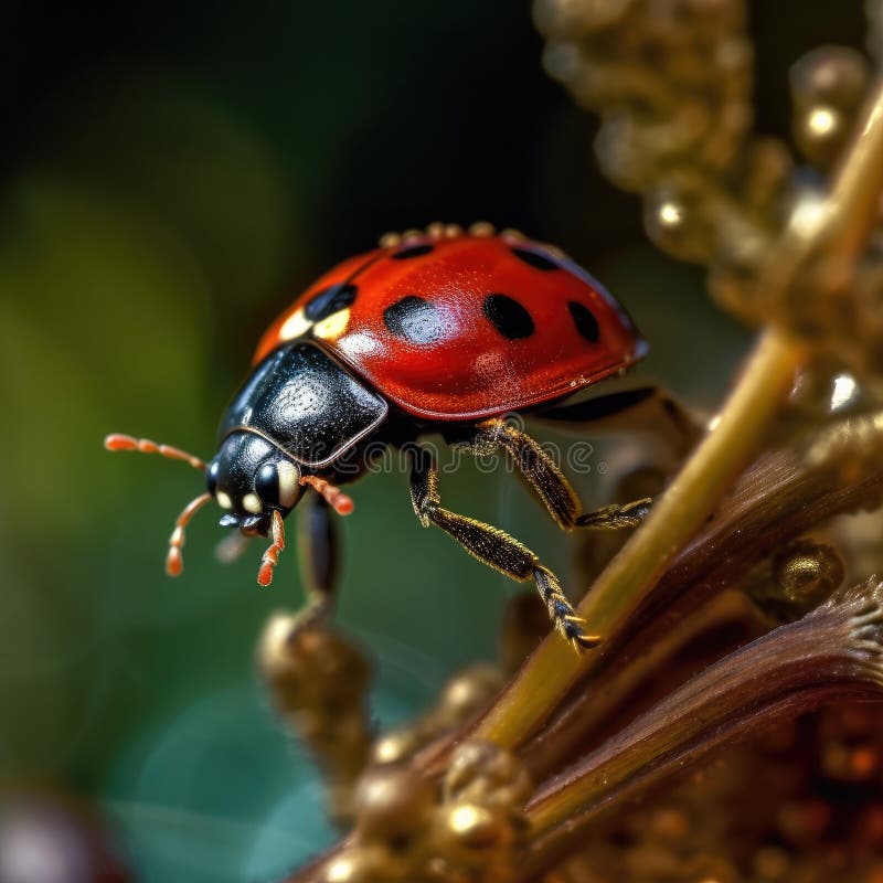 Ladybug Walking on Twig, Closeup of a Ladybug, Flora and Fauna Stock ...