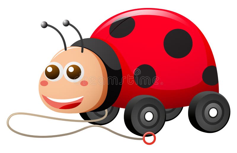Ladybug with Wheels and String Stock Vector - Illustration of walker ...