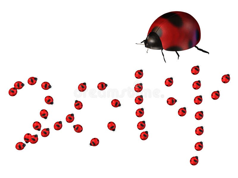 Ladybug with 2014 wording stock illustration. Illustration of travel ...